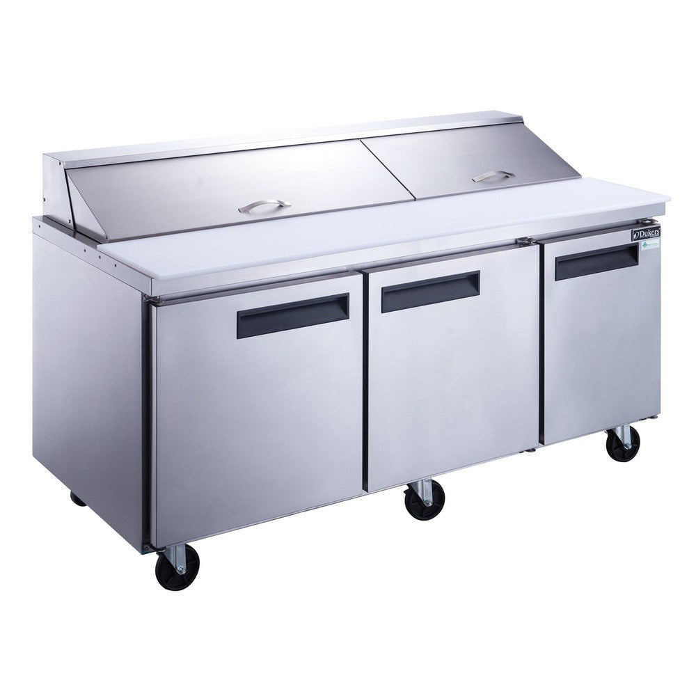 DSP72-18-S3 3-Door Commercial Food Prep Table Refrigerator in Stainles